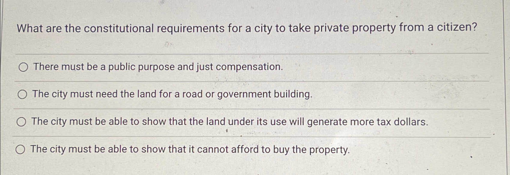 Solved What are the constitutional requirements for a city | Chegg.com