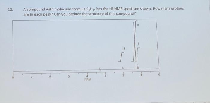 Solved 12. A compound with molecular formula C8H14 has the | Chegg.com