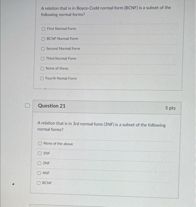 Solved a A relation that is in Boyce-Codd normal form (BCNF) | Chegg.com