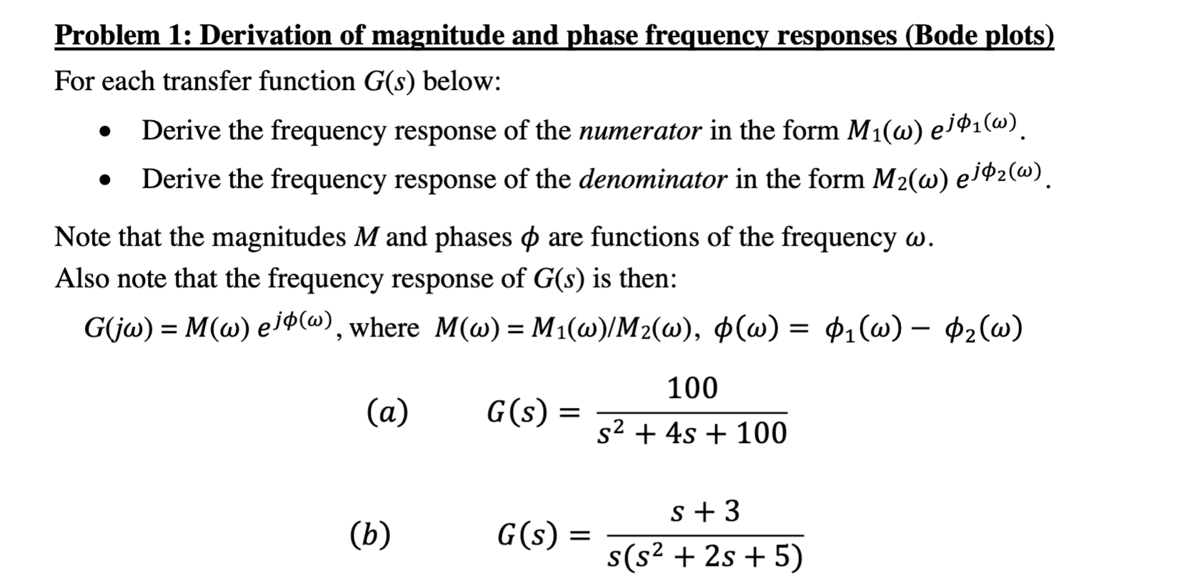 Solved Problem 1: Derivation of magnitude and phase | Chegg.com