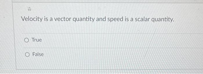 Solved Velocity is a vector quantity and speed is a scalar | Chegg.com