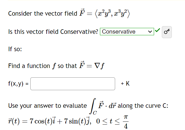 Solved Use your answer to evaluate ∫C﻿vec(F)*dvec(r) ﻿along | Chegg.com
