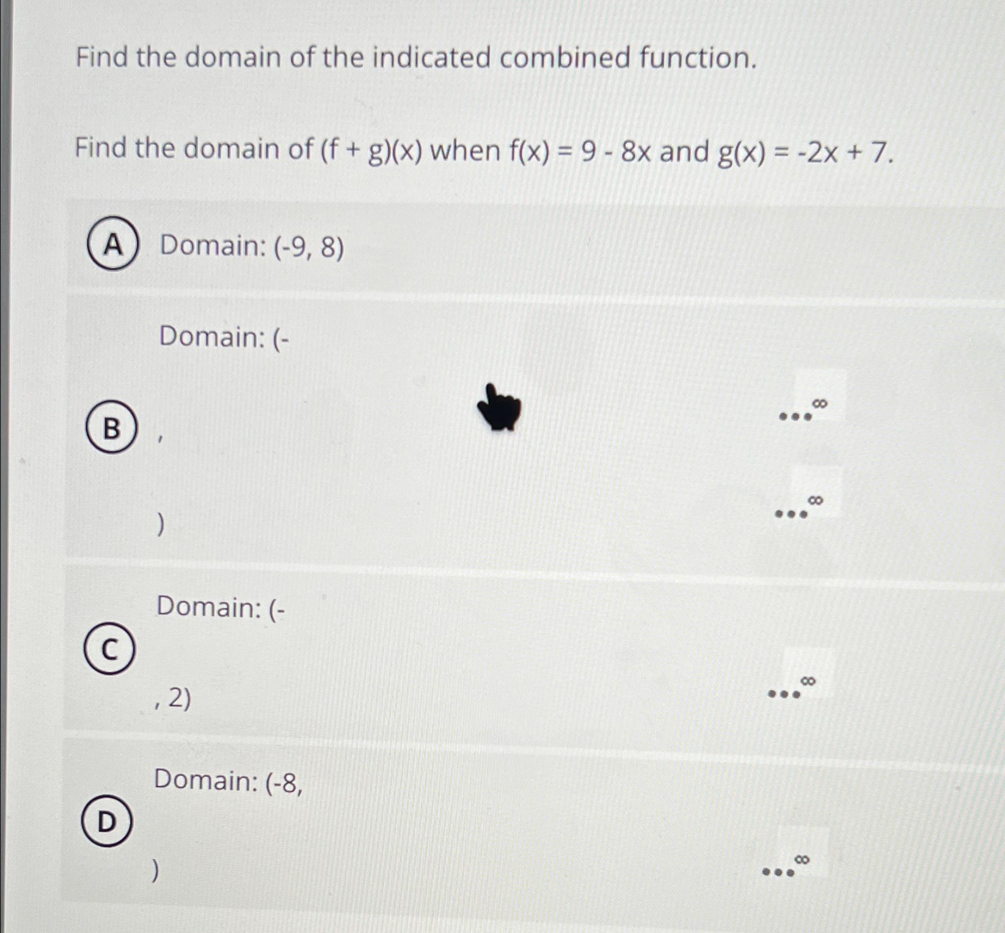 Solved Find the domain of the indicated combined | Chegg.com