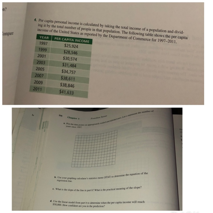 Solved Compare 4. Per capita personal income is calculated | Chegg.com