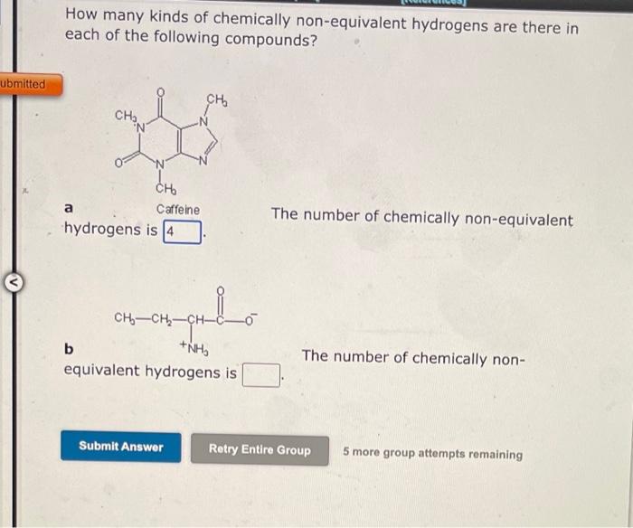 Solved How many kinds of chemically non-equivalent hydrogens | Chegg.com