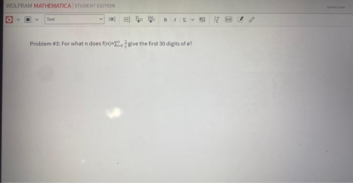Solved Problem \#3: For what n does f(n)=∑i=0nn1 give the | Chegg.com