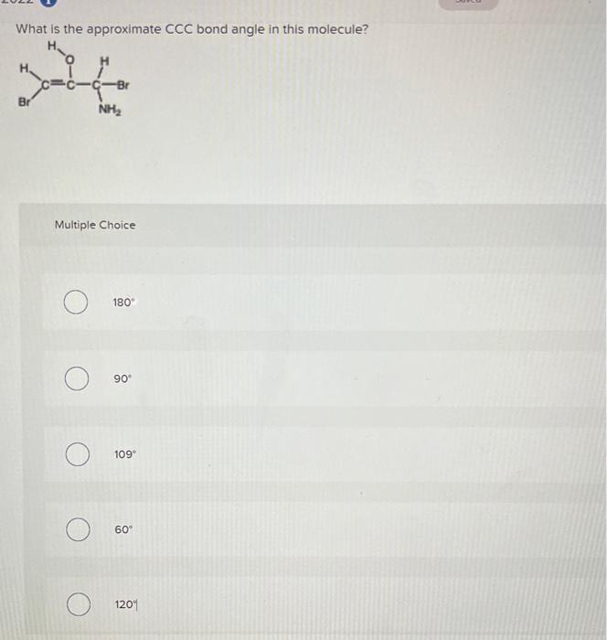Solved What is the approximate CCC bond angle in this | Chegg.com