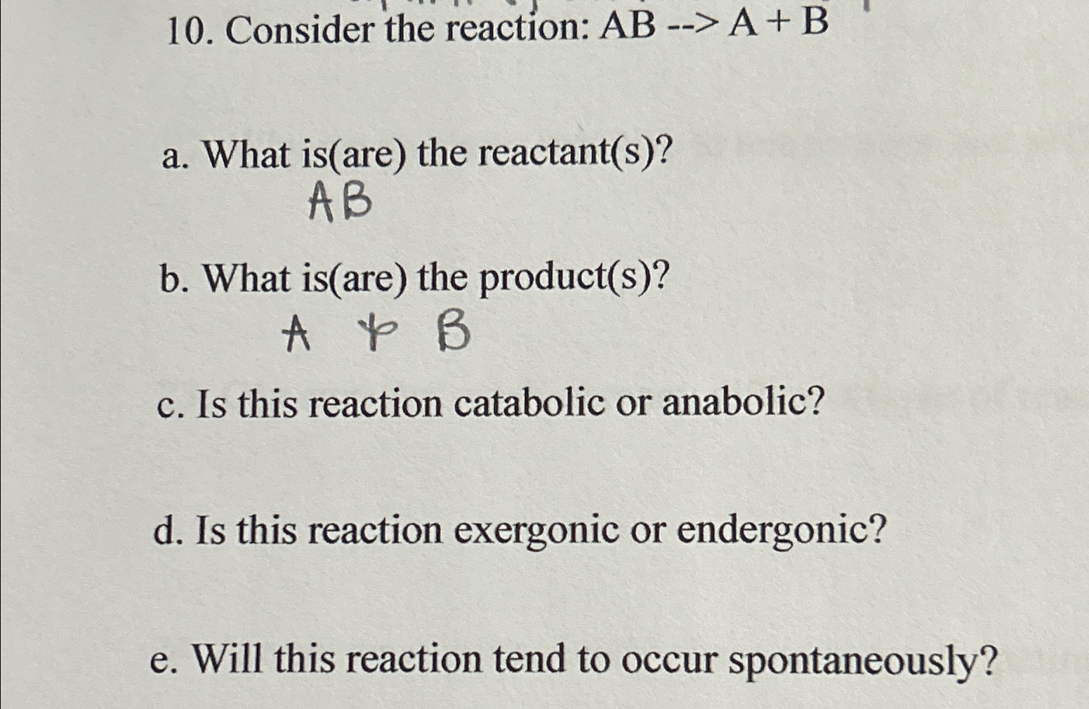 Solved Consider the reaction: AB-→A+Ba. ﻿What is(are) ﻿the | Chegg.com