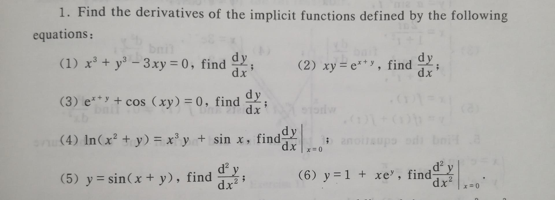 Solved Find the derivatives of the implicit functions | Chegg.com