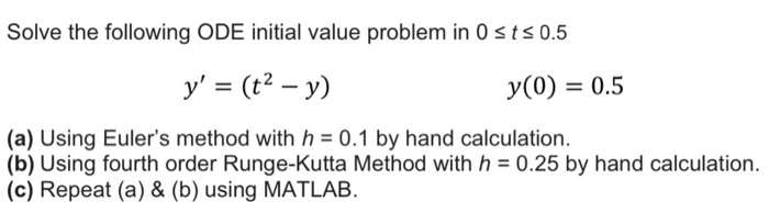 Solved Solve the following ODE initial value problem in Osts | Chegg.com