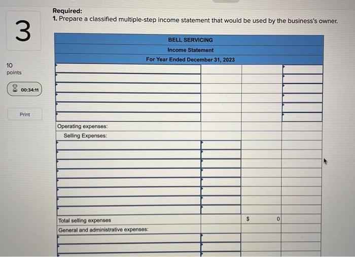 Solved The following adjusted trial balance for Bell | Chegg.com