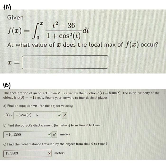 Solved Given f(x)=∫0x1+cos2(t)t2−36dt At what value of x | Chegg.com