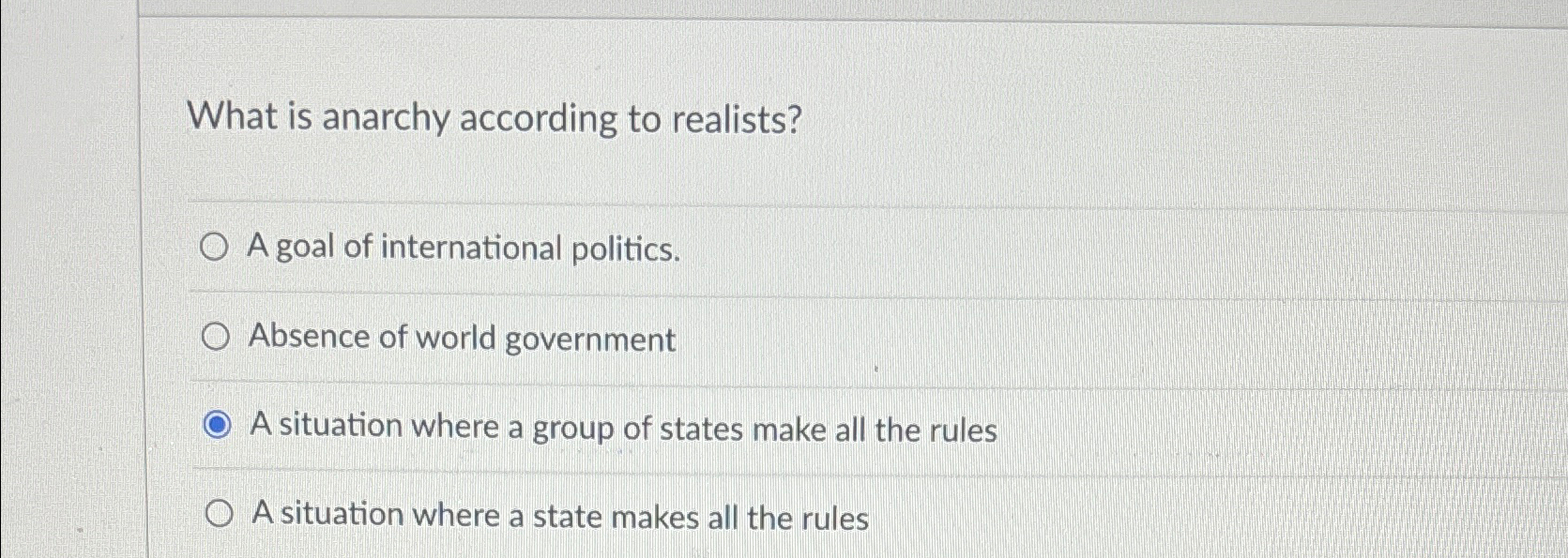 Solved What is anarchy according to realists?A goal of | Chegg.com