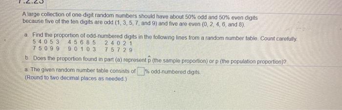 Solved A large collection of one digit random numbers should | Chegg.com