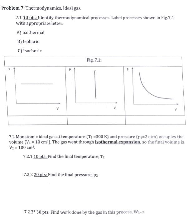 Solved roblem 7. Thermodynamics. Ideal gas. 7.110 pts: | Chegg.com