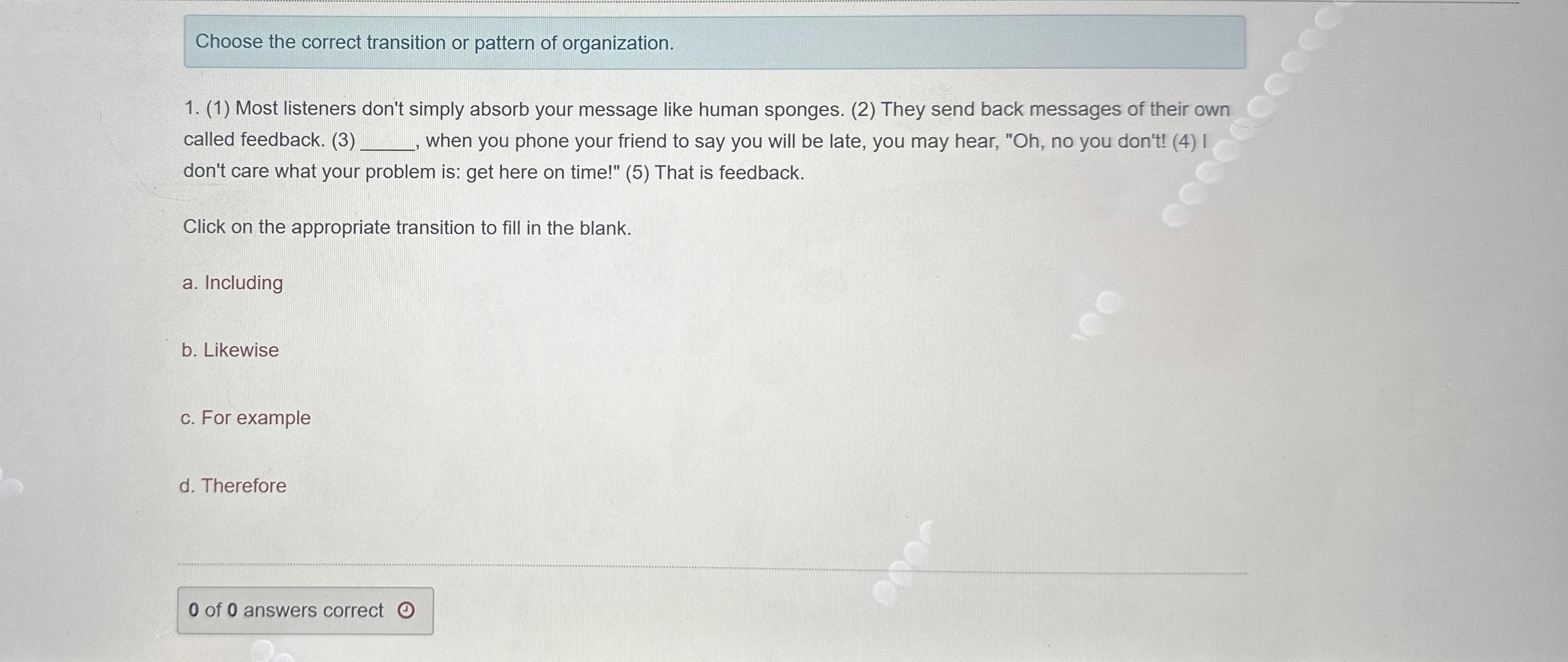 Solved Choose the correct transition or pattern of | Chegg.com