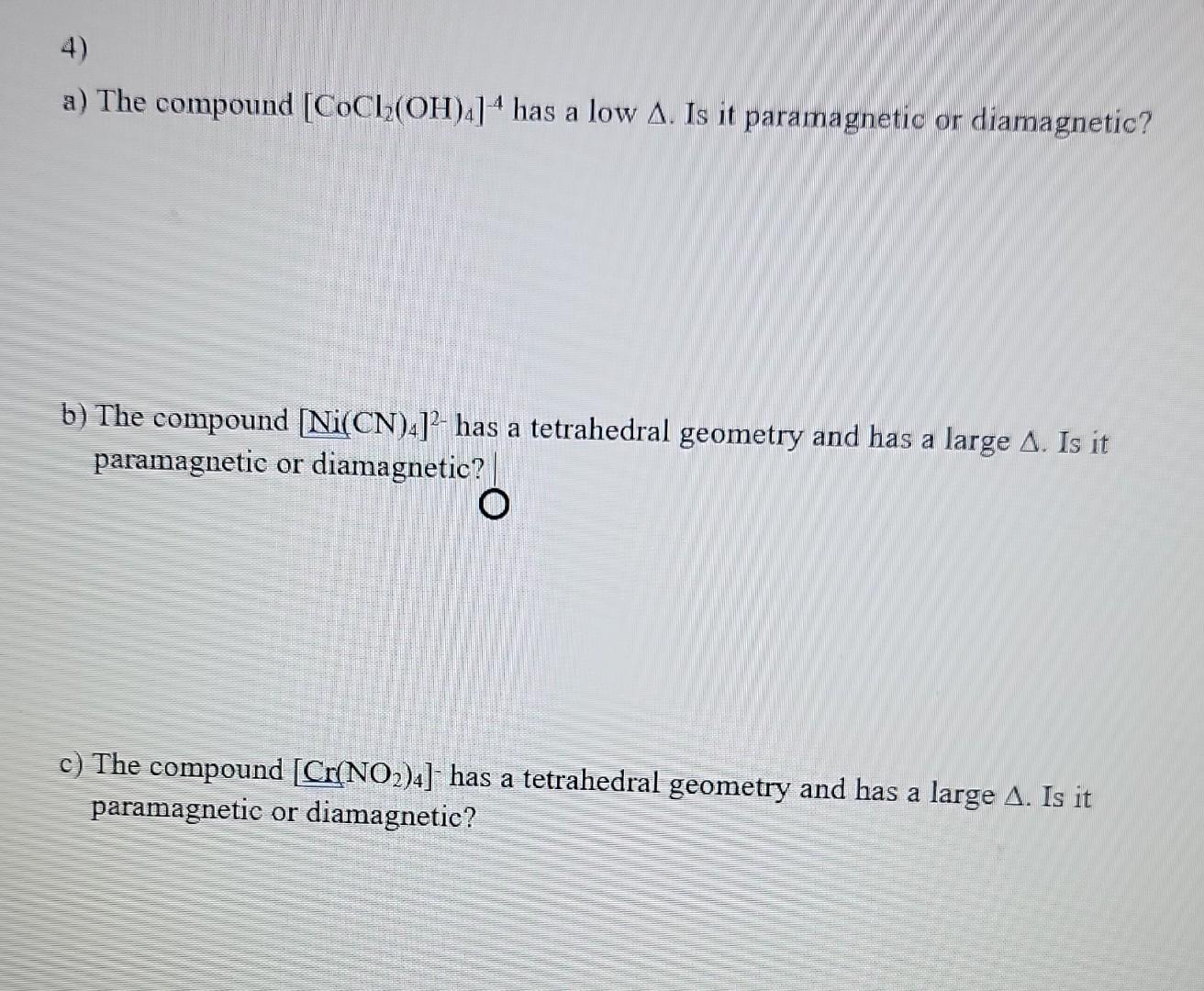 Solved 3) Compare the following pairs of coordination | Chegg.com