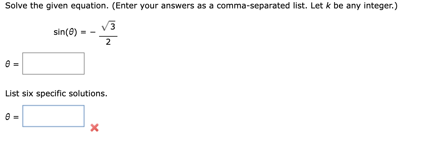 Solved Solve the given equation. (Enter your answers as a | Chegg.com