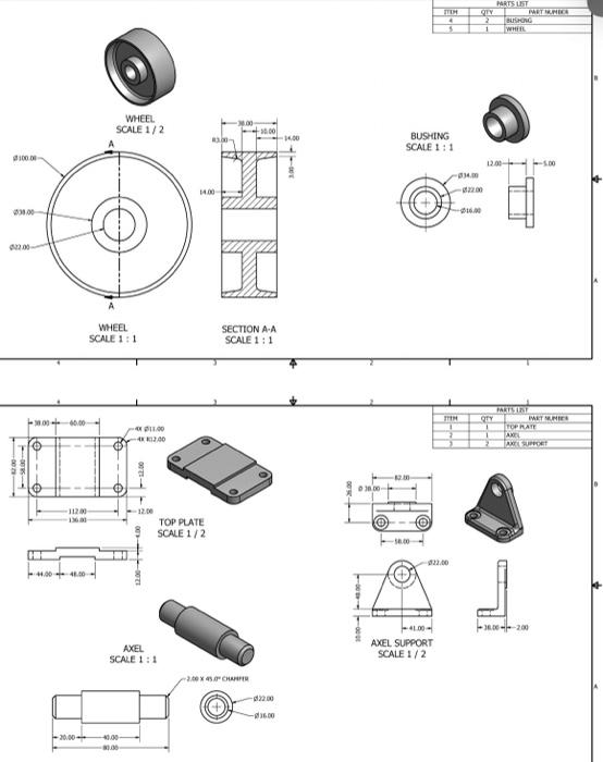 Solved Create a set of detail and assembly drawings. All | Chegg.com