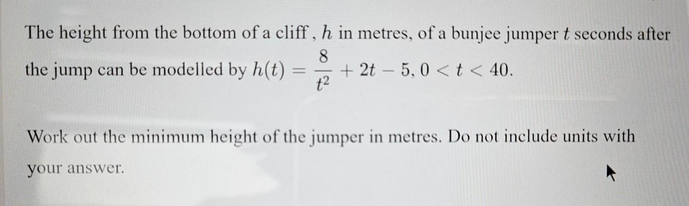 Solved The height from the bottom of a cliff, \\( h \\) in | Chegg.com