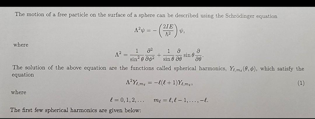 Solved The motion of a free particle on the surface of a | Chegg.com
