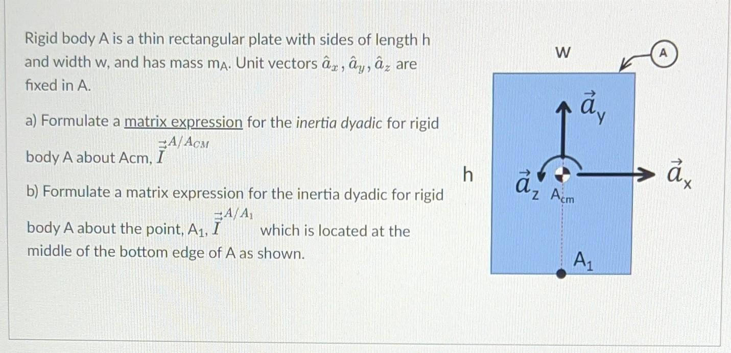 Solved Rigid body A is a thin rectangular plate with sides | Chegg.com