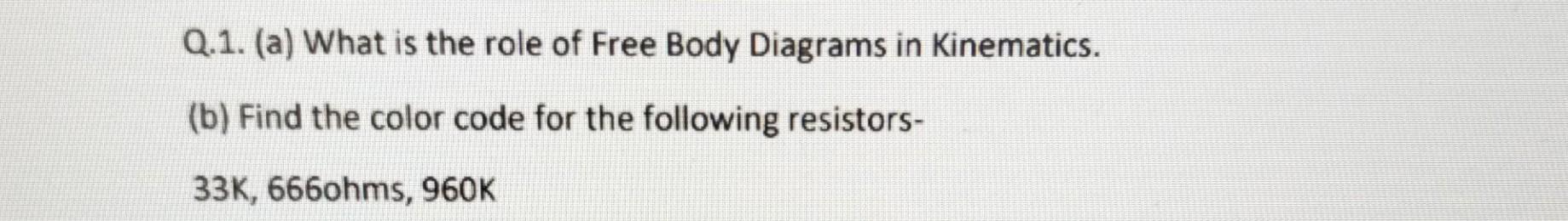 Solved Q.1. (a) What is the role of Free Body Diagrams in | Chegg.com