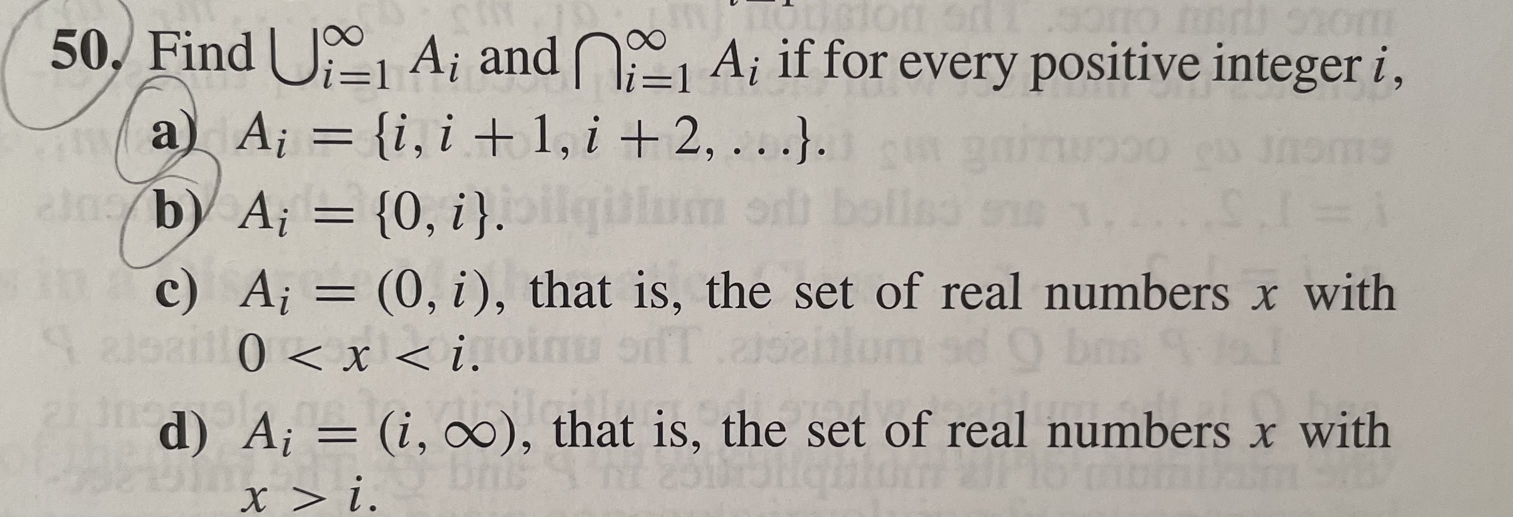 Solved Find ∪ui=1∞Ai ﻿and ∩ni=1∞Ai ﻿if for every positive | Chegg.com