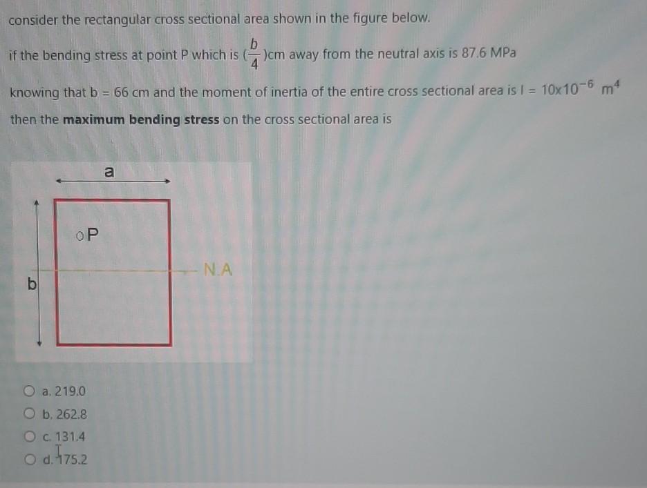 Solved consider the rectangular cross sectional area shown | Chegg.com