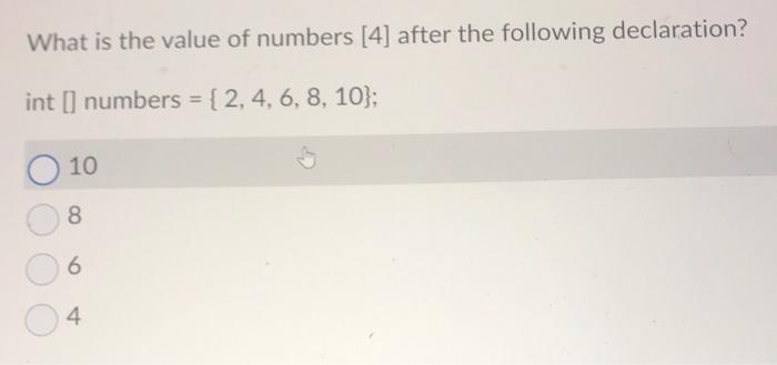 Solved What is the value of numbers [4] after the following | Chegg.com