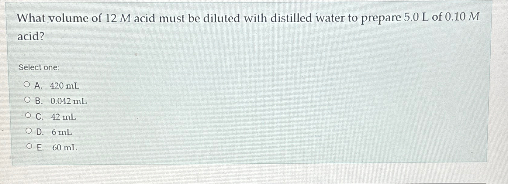 Solved What volume of 12M ﻿acid must be diluted with | Chegg.com