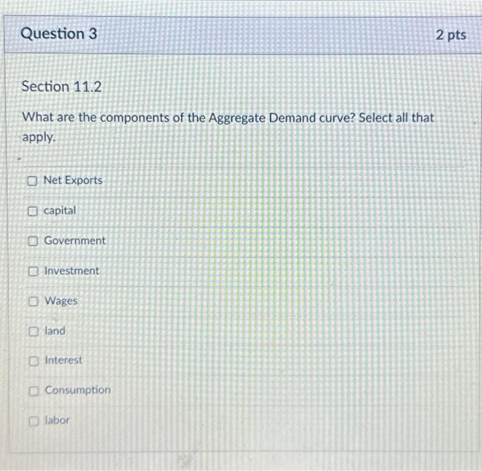 Solved What are the components of the Aggregate Demand | Chegg.com
