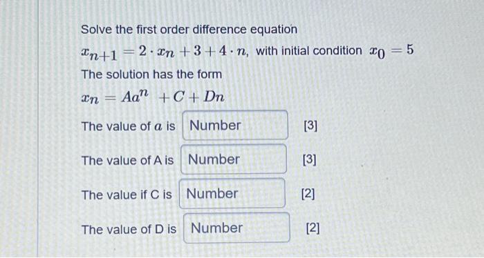 Solved Solve the first order difference equation | Chegg.com
