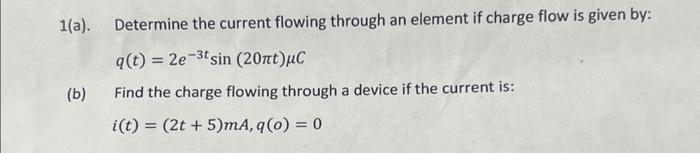 Solved 1(a). Determine the current flowing through an | Chegg.com