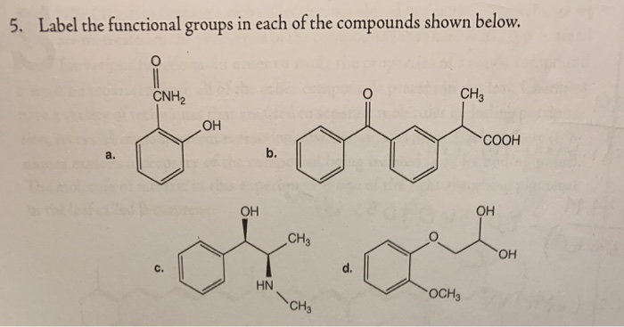 Solved 5. Label the functional groups in each of the | Chegg.com