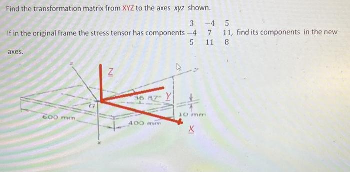 Find The Transformation Matrix From Xyz To The Axes