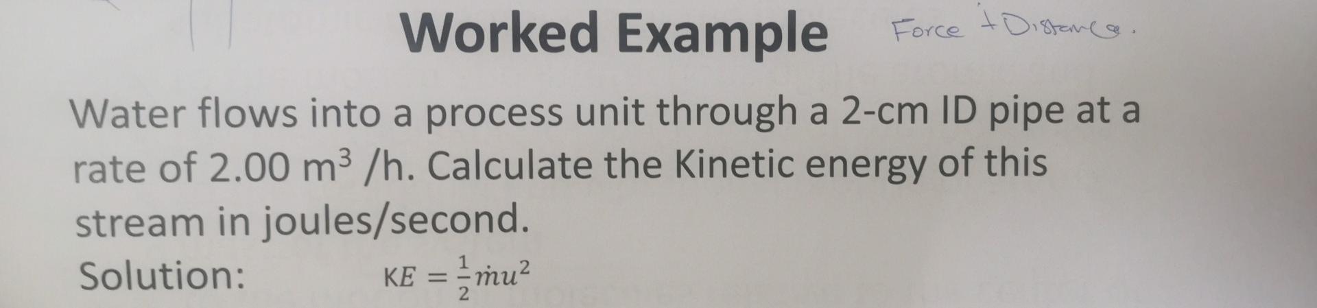 Solved Worked Example Force + Distance. Water flows into a | Chegg.com