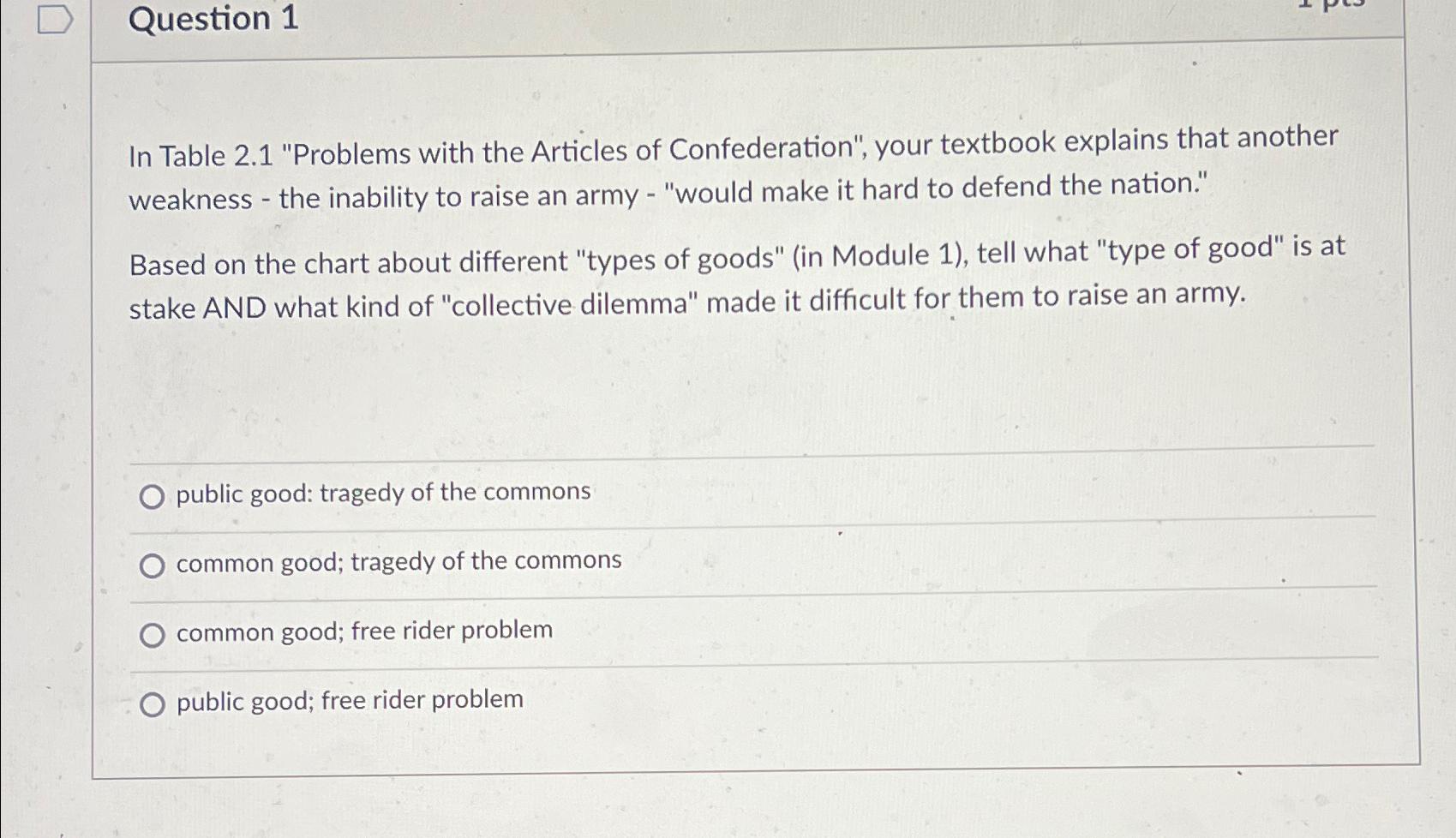 Solved Question 1In Table 2.1 ﻿"Problems with the Articles | Chegg.com