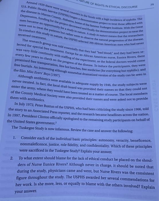 Solved Tuskegee Study CASE STUDY Syphilis is a chronic, | Chegg.com