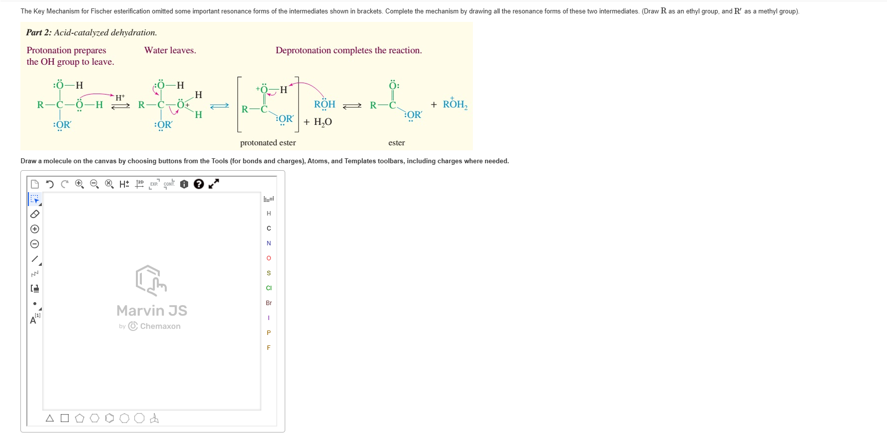 Solved Part 2: Acid-catalyzed dehydration. Protonation | Chegg.com