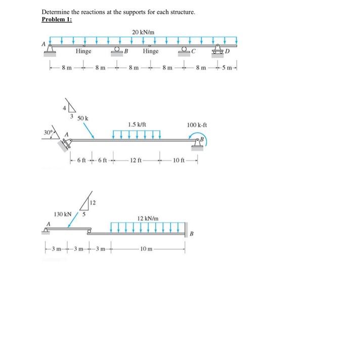 Solved Determine the reactions at the supports for each | Chegg.com