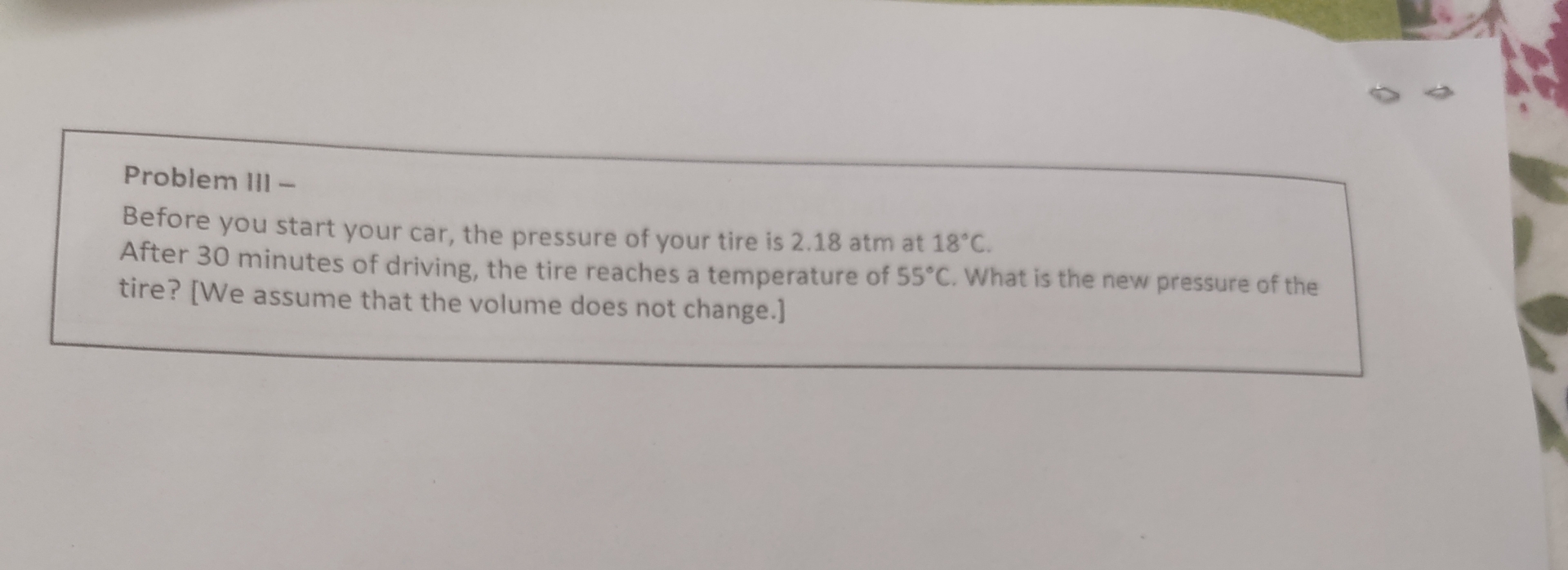 Solved How to solve Problem III-Before you start your car, | Chegg.com