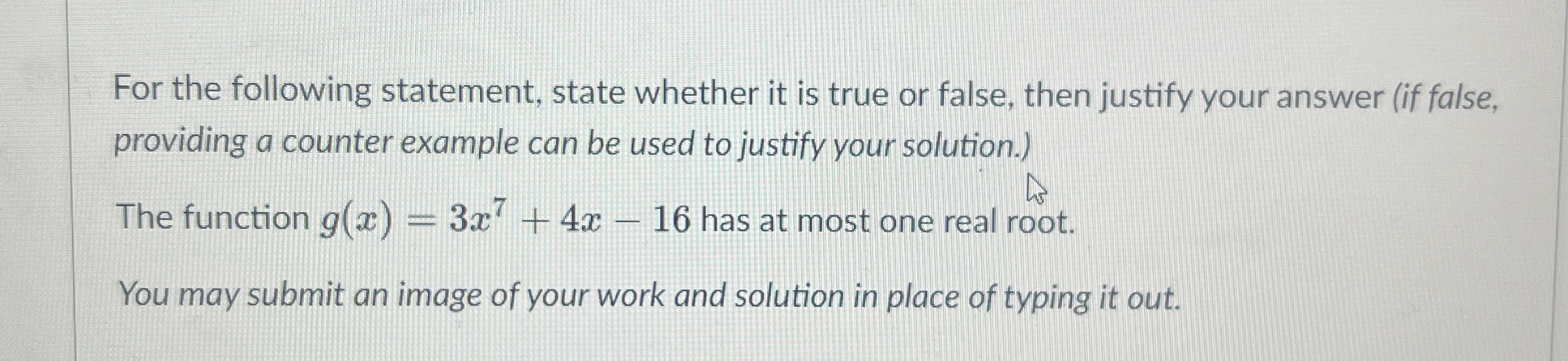 Solved For the following statement, state whether it is true | Chegg.com