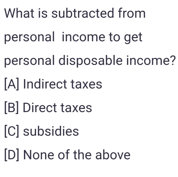 Solved What is subtracted from personal income to get | Chegg.com