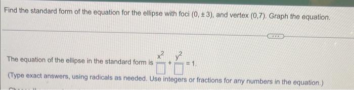 Solved Find the standard form of the equation for the | Chegg.com