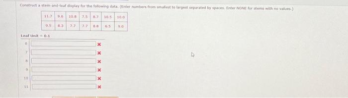 Solved Construct a stem-and-leaf display for the following | Chegg.com