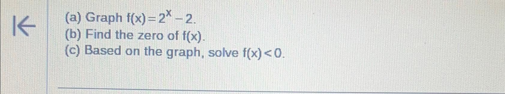 Solved (a) ﻿Graph f(x)=2x-2(b) ﻿Find the zero of f(x).(c) | Chegg.com