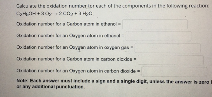 Solved Calculate the oxidation number for each of the | Chegg.com