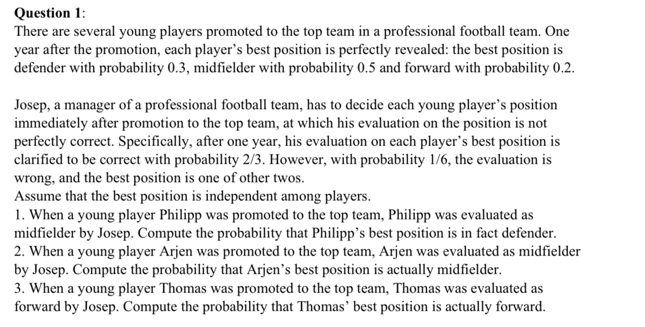 Solved Financials Question 1:There are several young players | Chegg.com