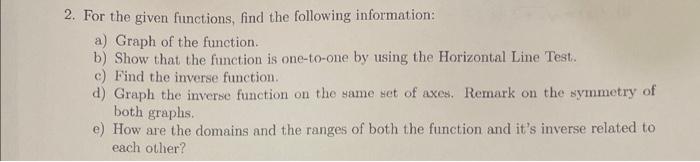 Solved 2 For The Given Functions Find The Following 